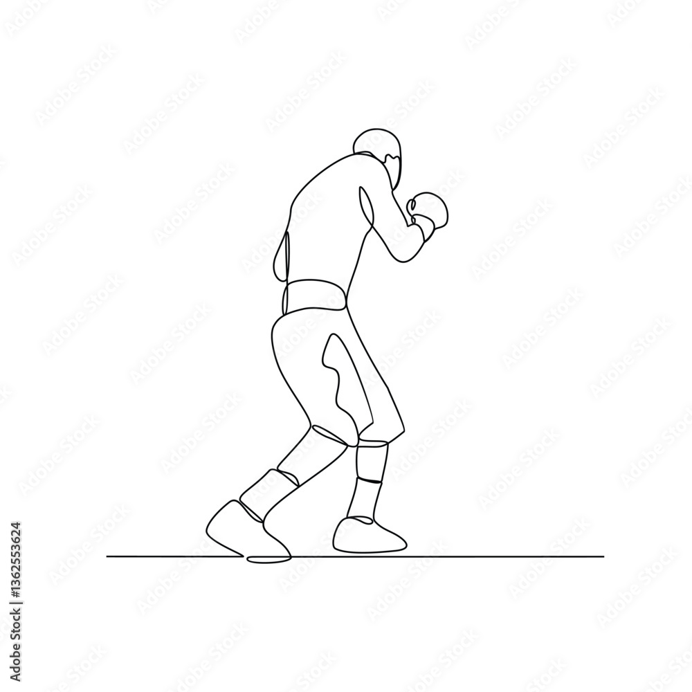 One continuous line of Boxing Sports vector illustration. Boxing player ...