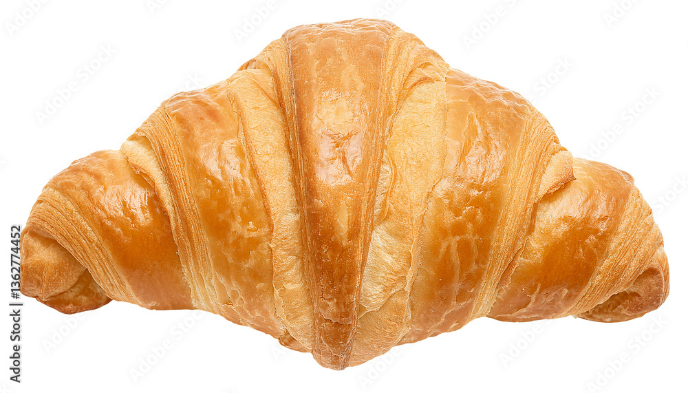 golden crispy french croissant with flaky buttery texture, traditional ...