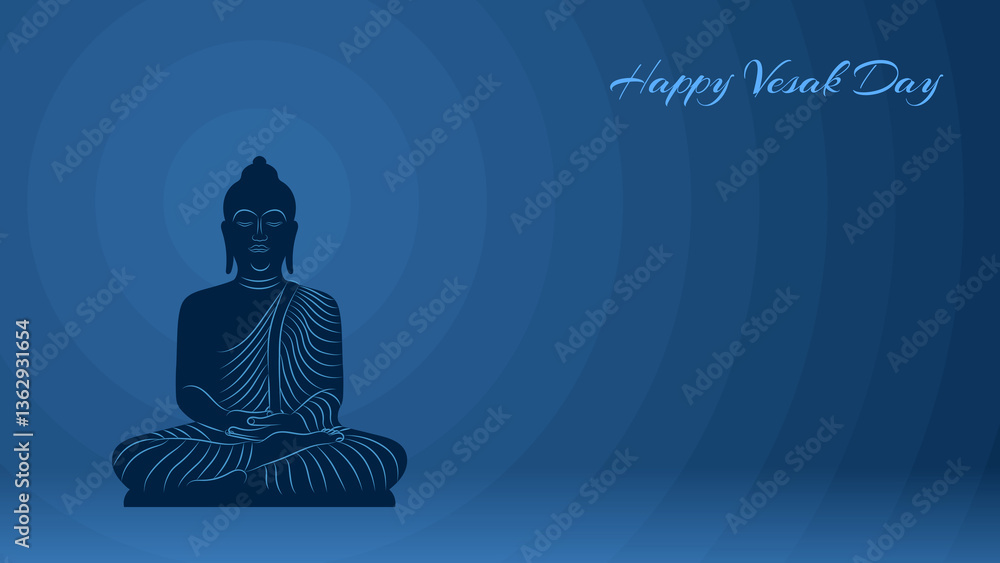 Day of Vesak vector art. Happy Vesak Day. Line-drawn depiction of Lord ...