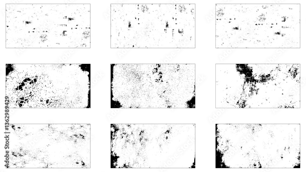 Grunge frame border texture on isolate background. Set of different ...