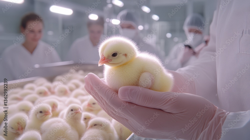 Newborn Chick Inspection by Veterinarian in Sterile Poultry Hatchery ...
