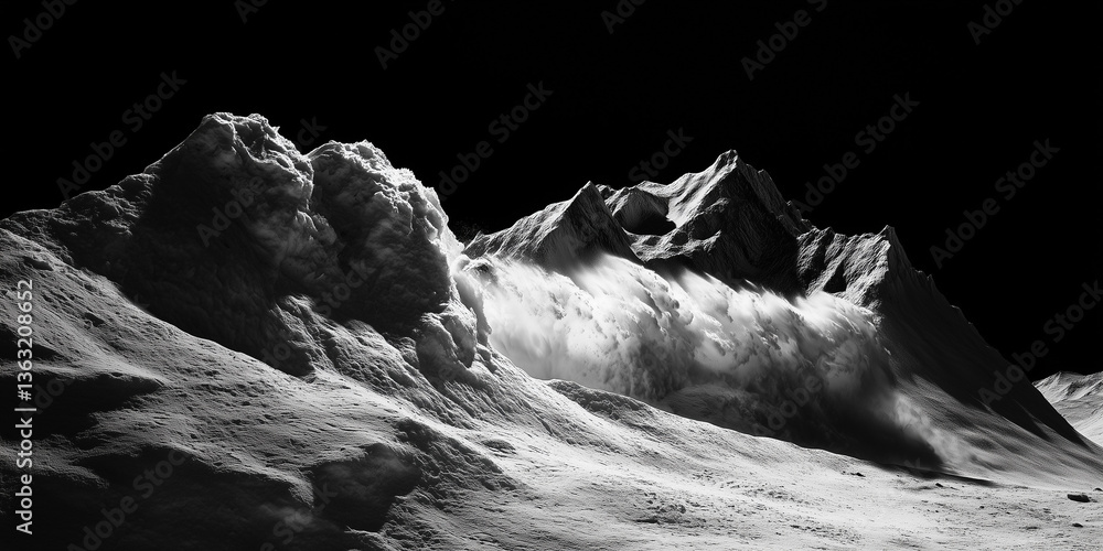 Foto de Stock Immersive scene of minor avalanche impact from ground ...
