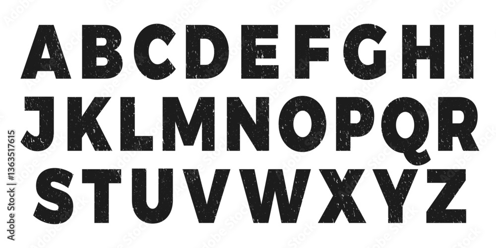 Uppercase letters of English alphabet rough texture font, grunge chalk ...