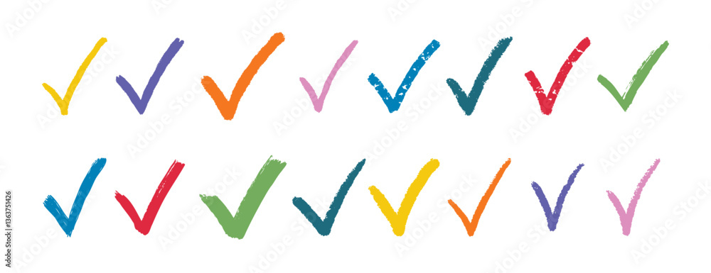 check mark pastel textured doodle hand drawn checkmarks element ...