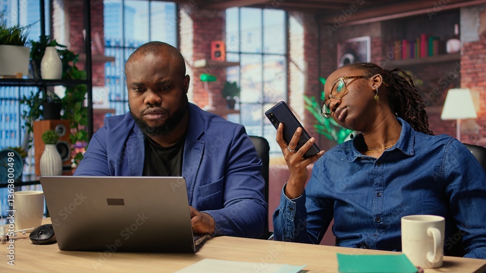 African american people spending time together at home with different ...