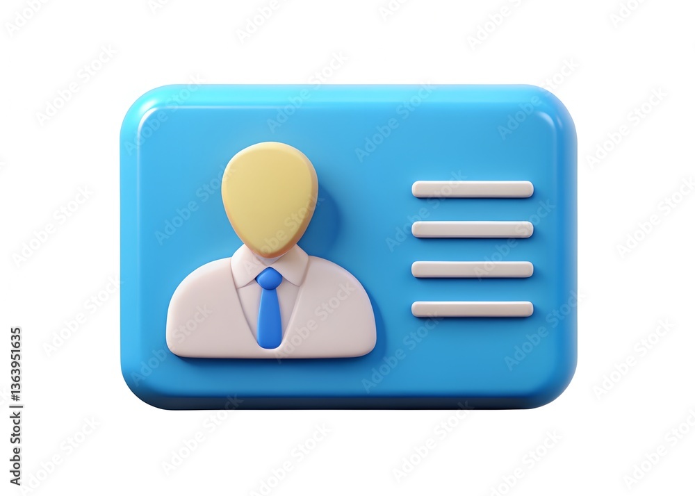 ID Card Icon: A sleek, modern illustration of an ID card icon, designed ...