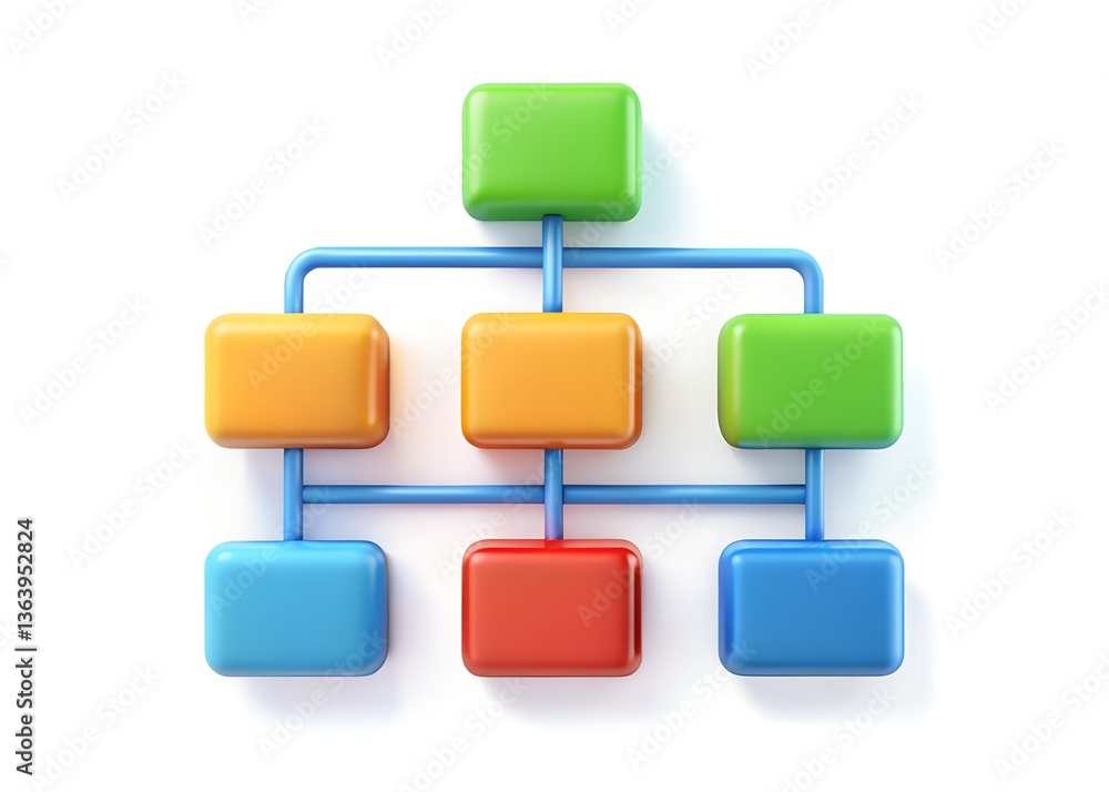 Visualizing Strategy: A vibrant, 3D-rendered organizational chart ...