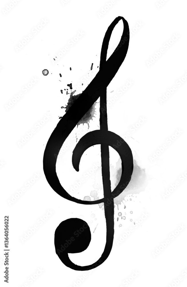 PNG watercolor treble music note, transparent background. Remixed by ...