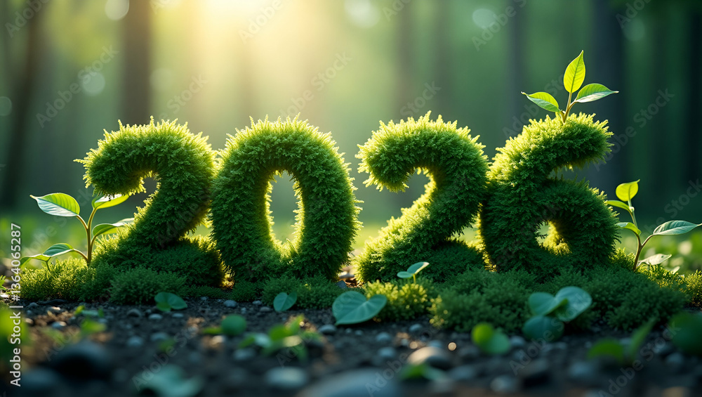 2026 New Year: Top View of Nature Highlighting Sustainable Development ...