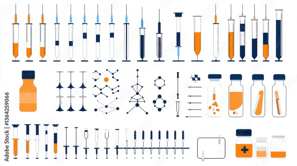 Scientific Laboratory Glassware and Equipment such as Test Tubes Flasks ...