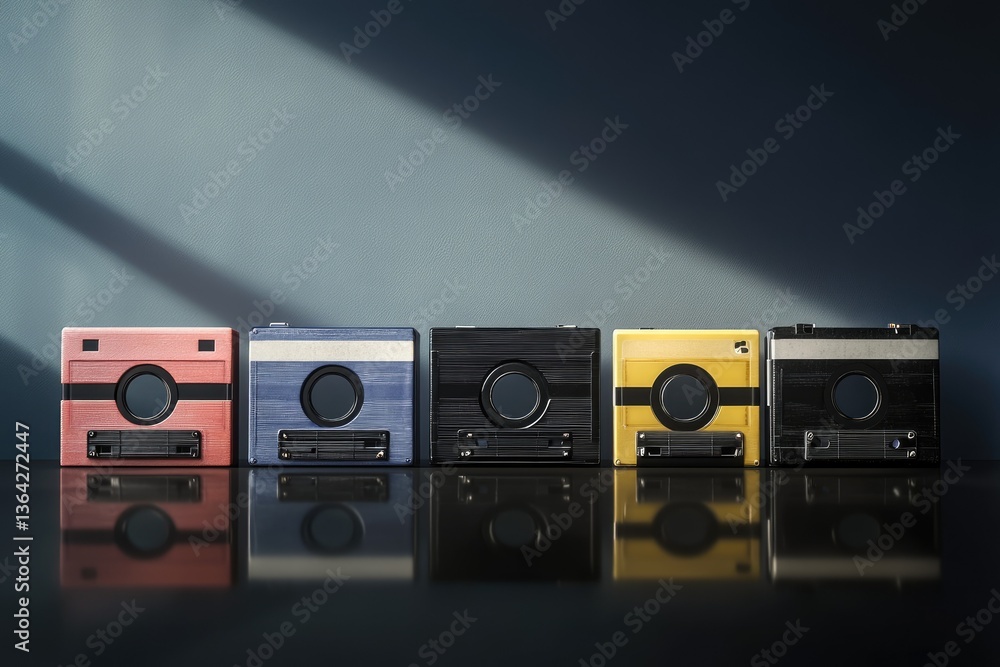 Flawless Picture of Different Cassette Tape Types in Spotlight Stock ...