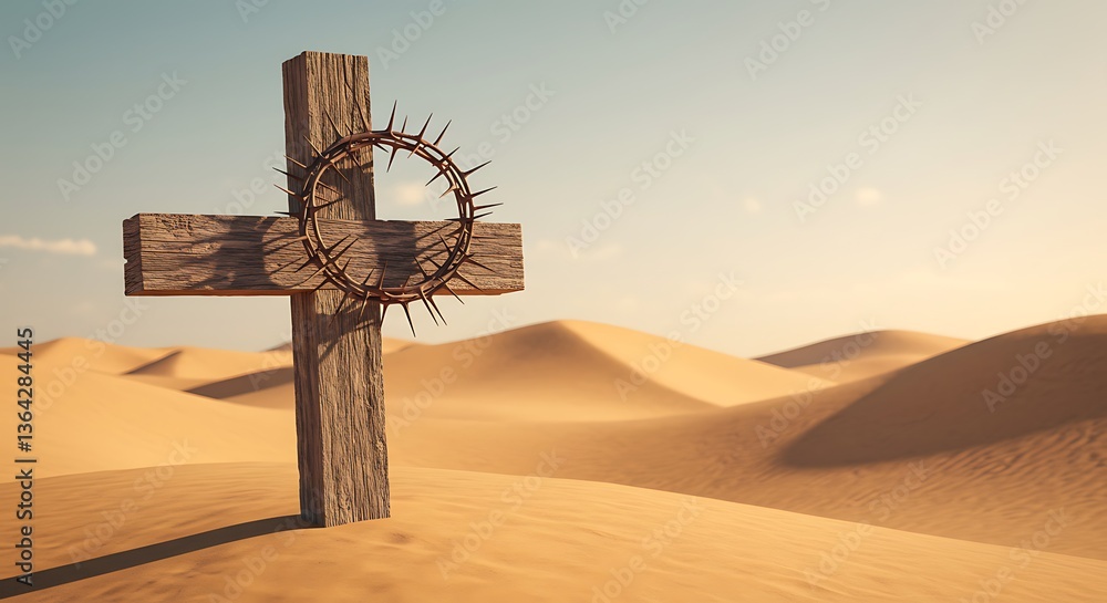 3D render Good Friday Desert Reflection A Lenten scene merging the ...