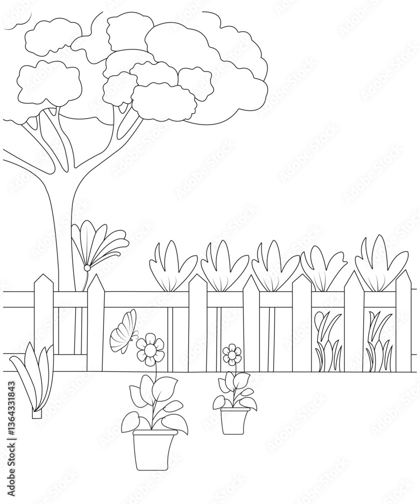 Beautiful flower coloring page for kids and adult and for kdp book ...