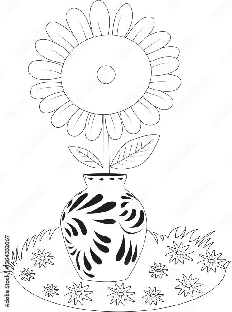 Beautiful flower coloring page for kids and adult and for kdp book ...