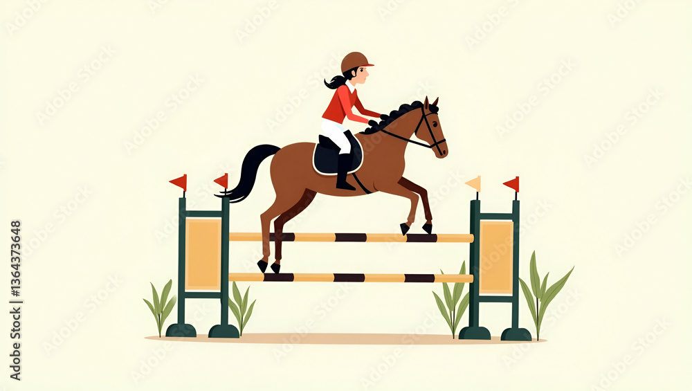 Ilustración de Stock Equestrian rider jumping hurdles clipart horse ...