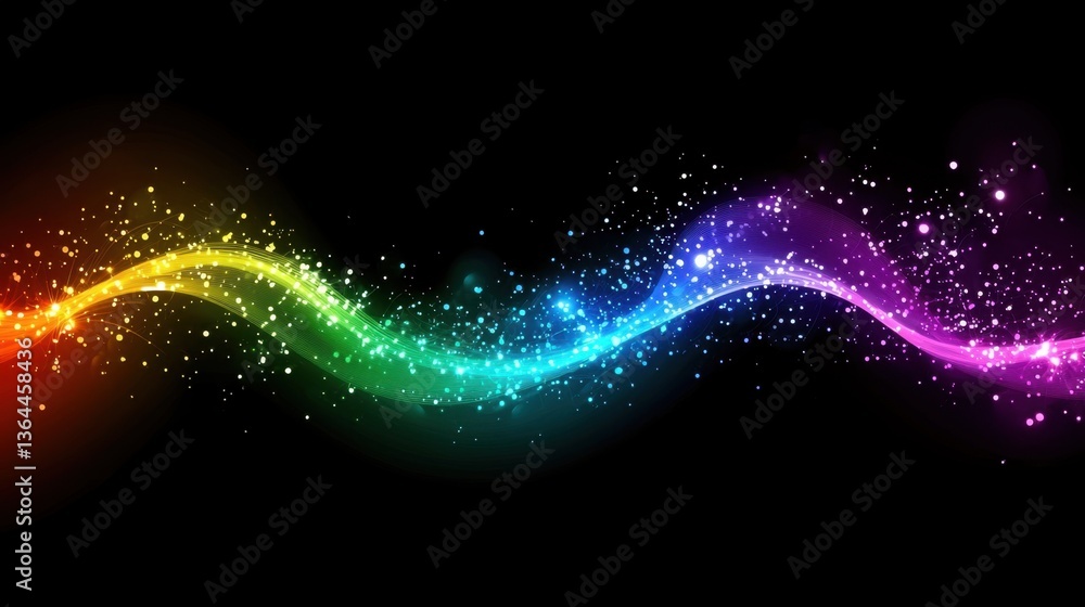 Rainbow fiber optic filaments creating a mesmerizing spectrum of neon ...