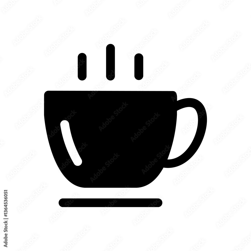 Cup of hot cafe coffee or caffeine drink flat icon for food apps and ...