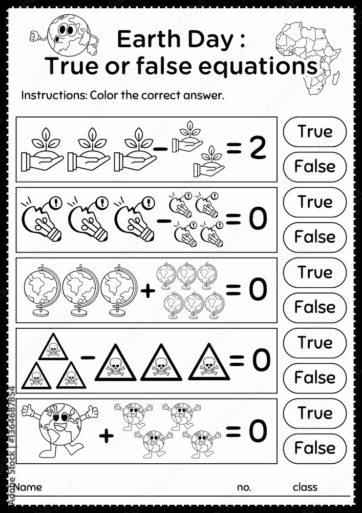 Make math fun with this Earth Day-themed True or False Equations ...