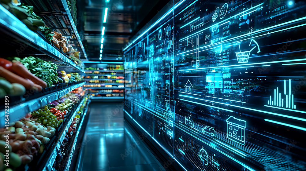 Grocery shopping experience supermarket digital display modern ...
