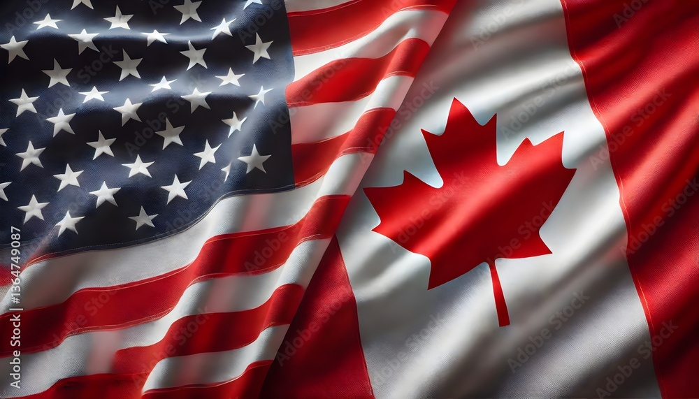 Usa and canada flags symbolize trade partnership and cooperation. Stock ...