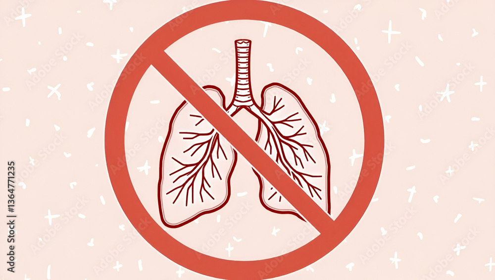 Iconic lungs and cigarette slash border with copy space for World No ...