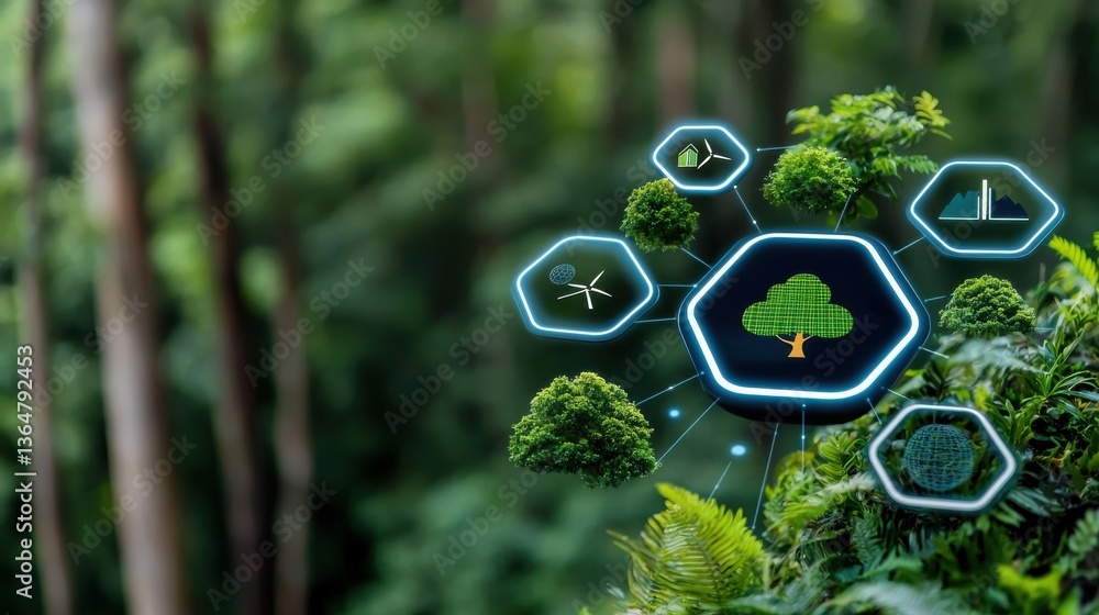 Conceptual image depicting digital technology integrating with natural ...