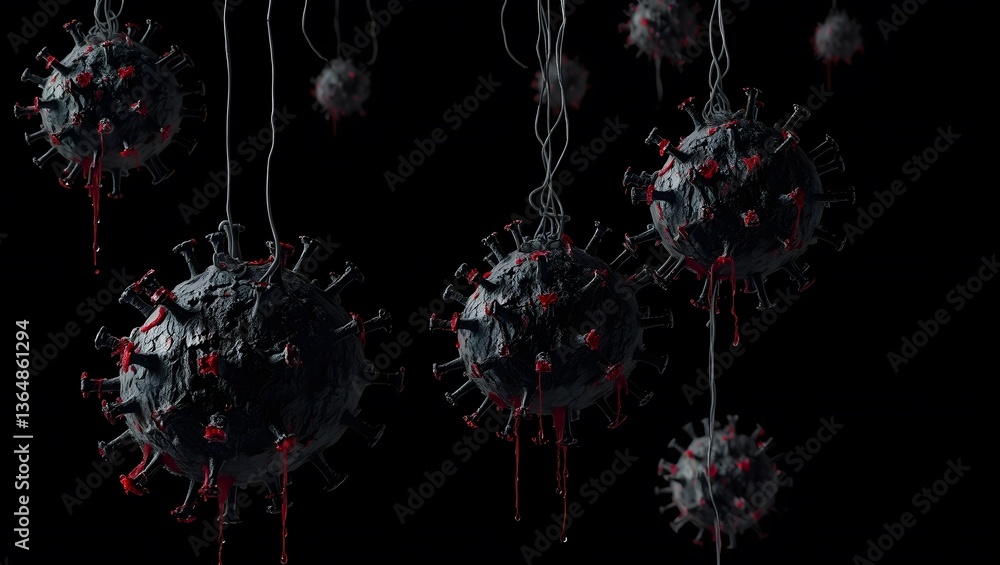 Dark and Ominous Virus Colony with Intricate Microscopic Structure ...