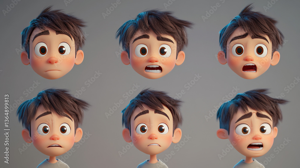 Teen kid boy face construction kit for creating various facial emotions ...
