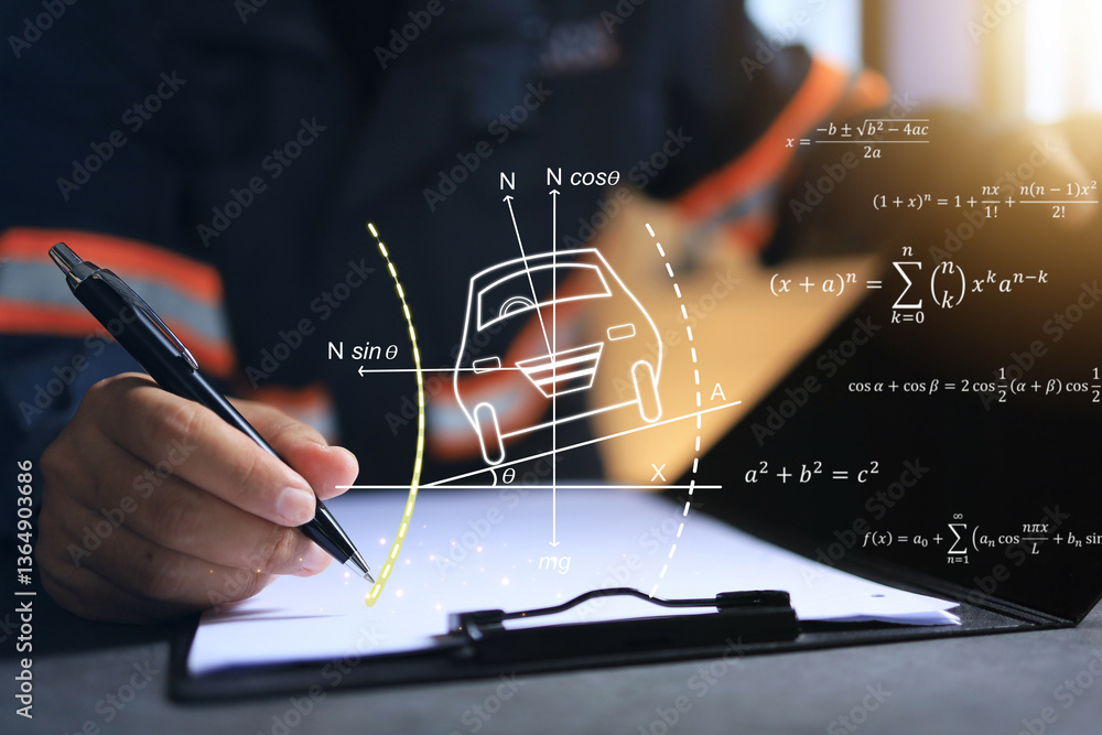 Engineers calculate the forces and motion of car on curves and slopes ...
