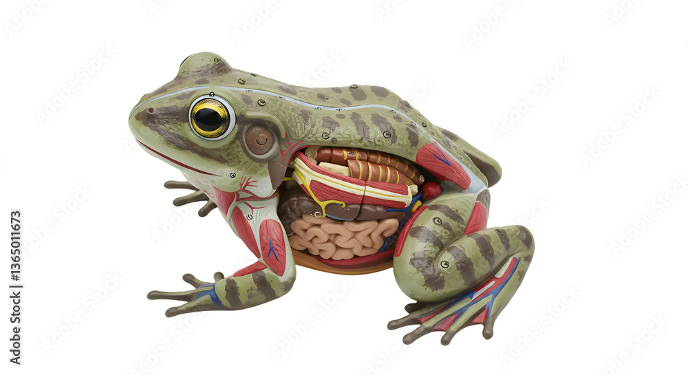 Detailed Anatomical Illustration of a Frog Showcasing Internal Organs ...