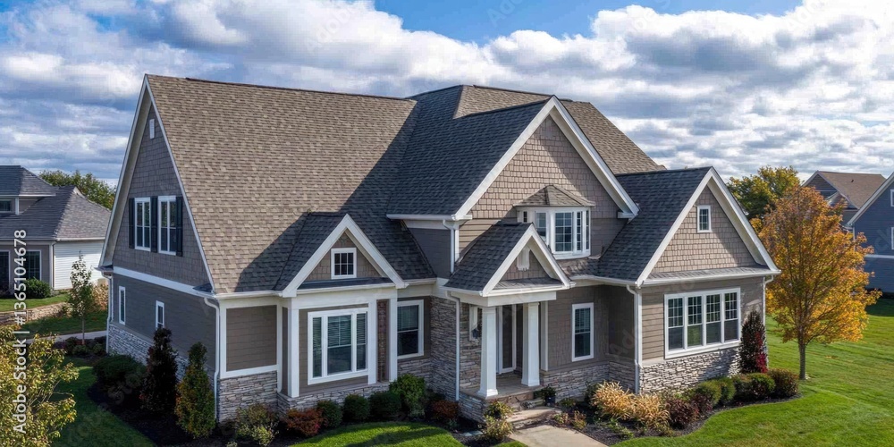 Gable Vent. Aerial View of Double Gable Roof with Custom PVC Gable ...