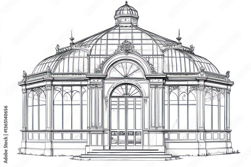 Greenhouse drawing architectural architecture. Stock Illustration ...