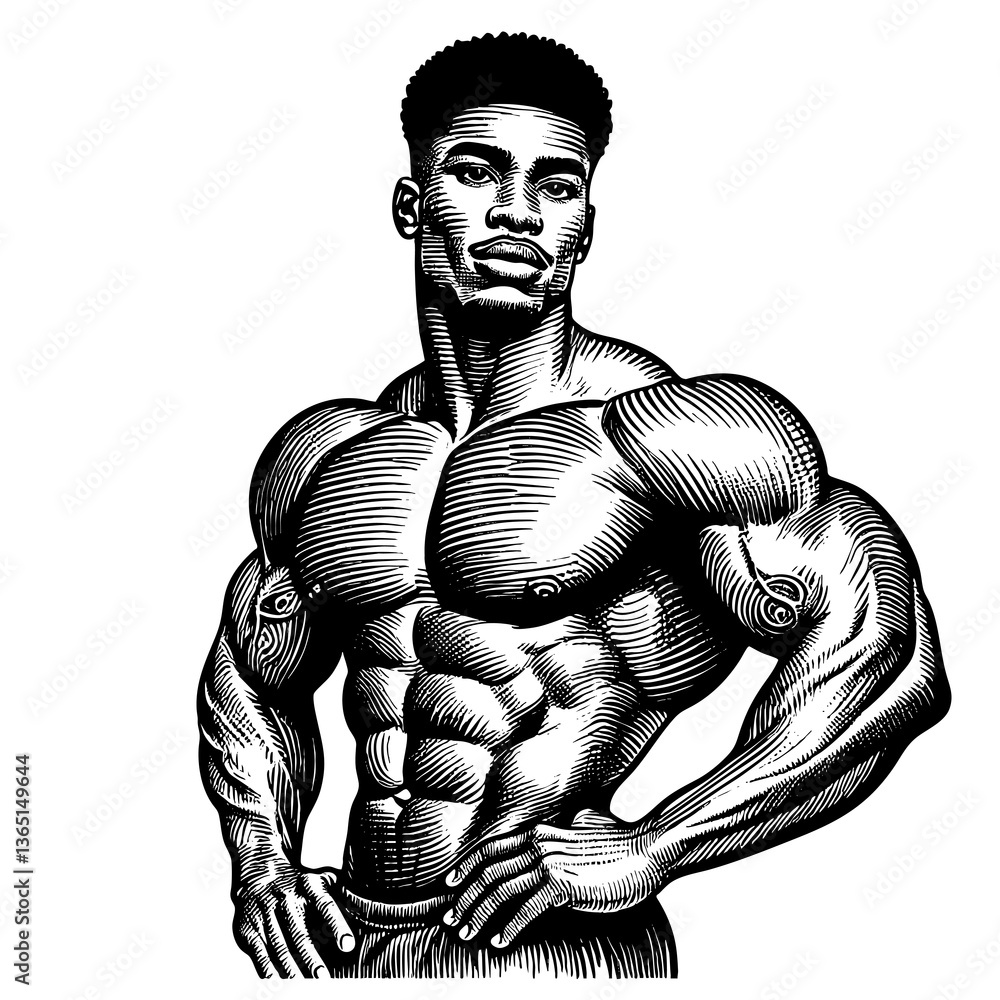 muscular bodybuilder striking a powerful pose, symbolizing strength ...