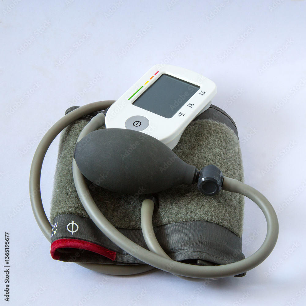 Small semi-automatic digital tonometer. Measurement of blood pressure ...