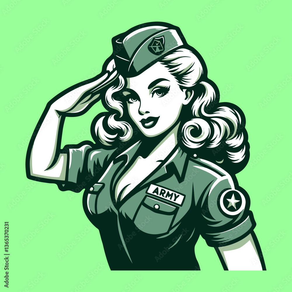 Pin up girl pinup army soldier retro Stock Vector | Adobe Stock
