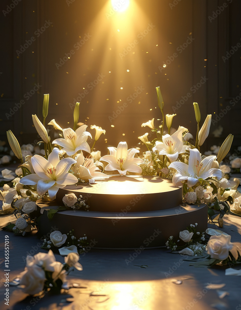 Assumption of Mary product display background podium, 3D round podium ...