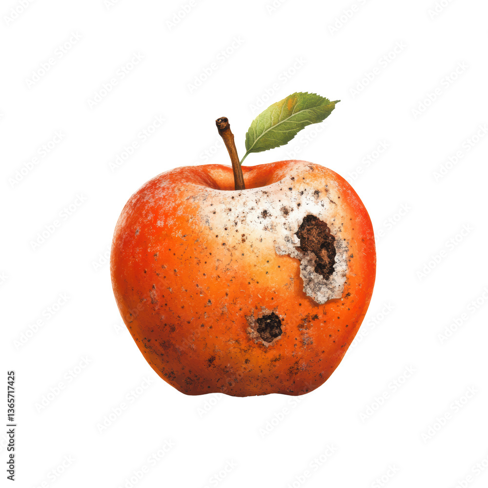 Rotten apple on a transparent background food decay nature still life ...