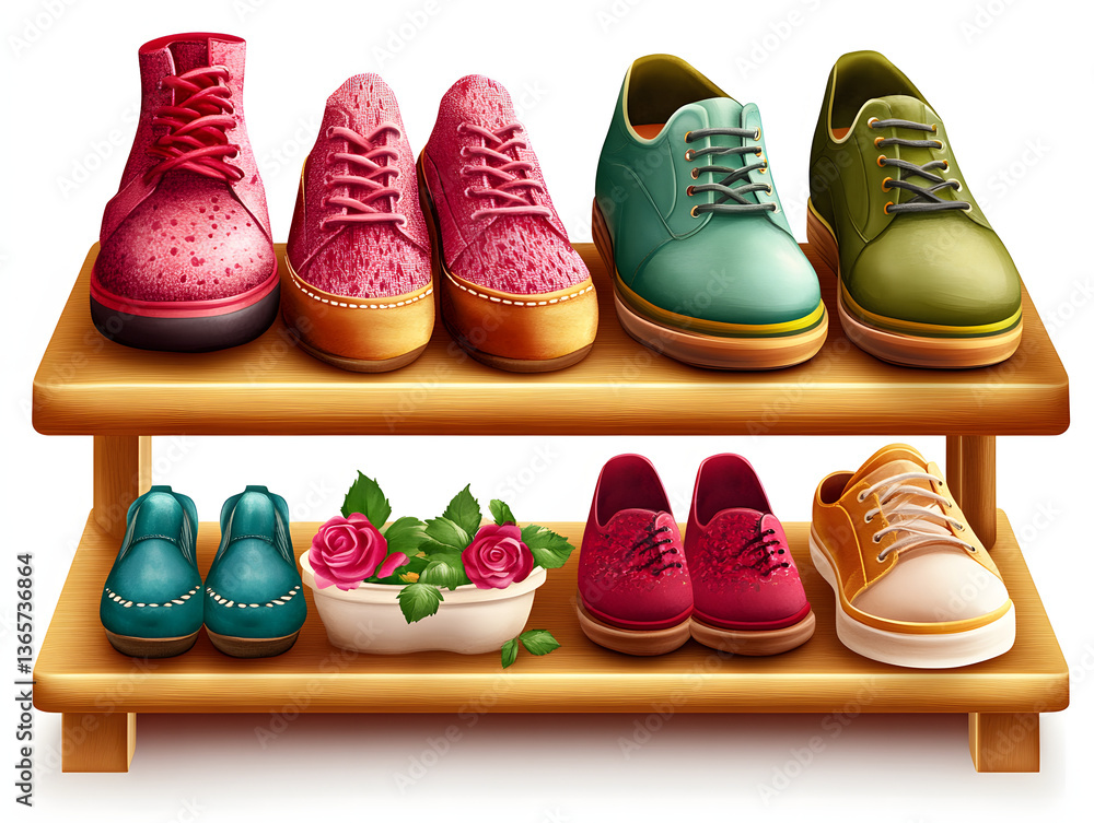 3d illustrations of Shoe Rack clipart, bedroom clipart, watercolor ...