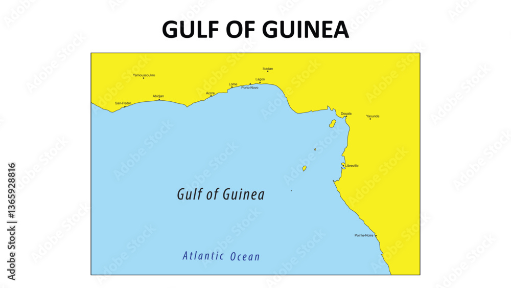 Gulf of Guinea Map. Major cities in Gulf of Guinea. Political map of ...