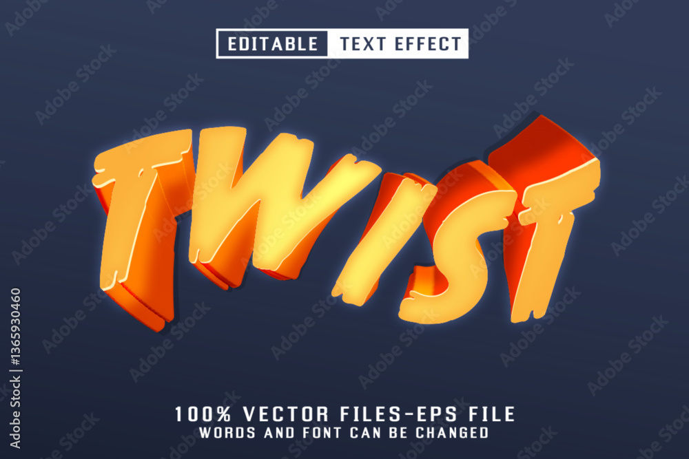 twist 3d cartoon text effect premium vectors Stock Vector | Adobe Stock