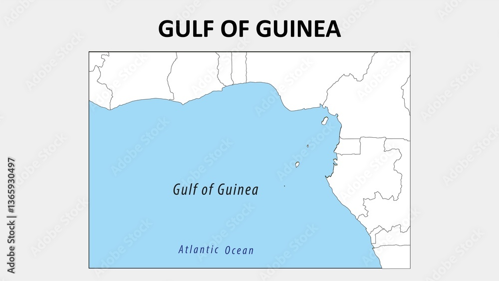 Gulf of Guinea Map. Political map of Gulf of Guinea with state border ...