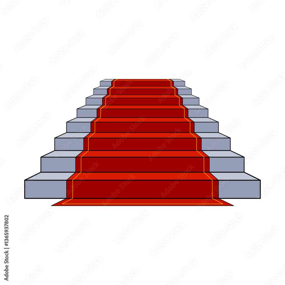 Red Carpet Stairs Vector Illustration. The stairs are drawn in a ...