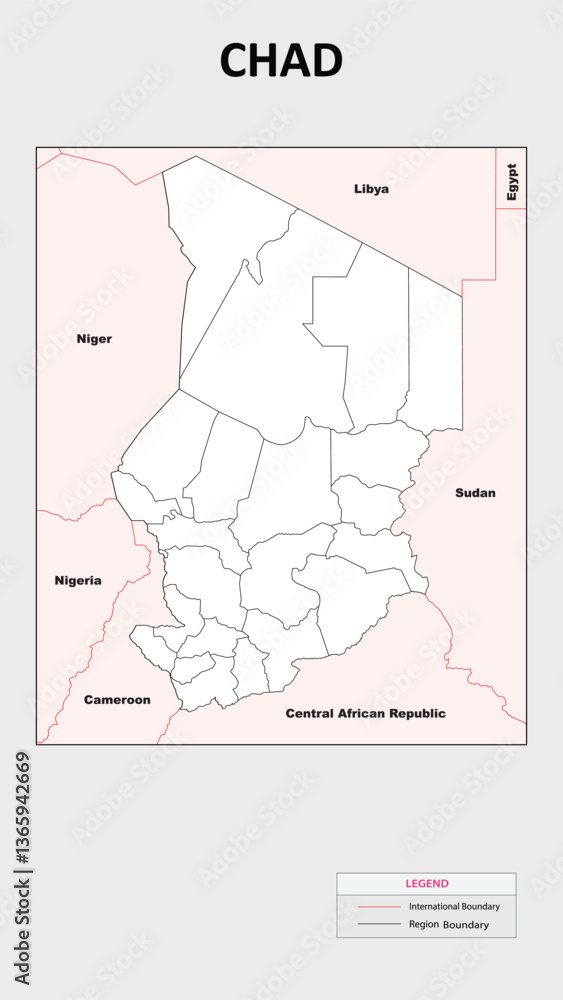 Vector de Stock Chad Map. Political map of Chad with state border in ...
