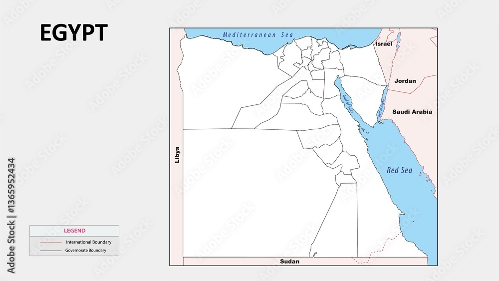 Egypt map. Political map of Egypt with Country border in outline ...