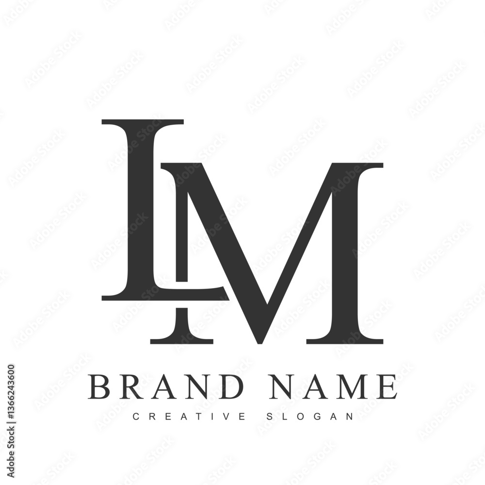 LM trendy logotype template. Initial letter l and m classic font style ...