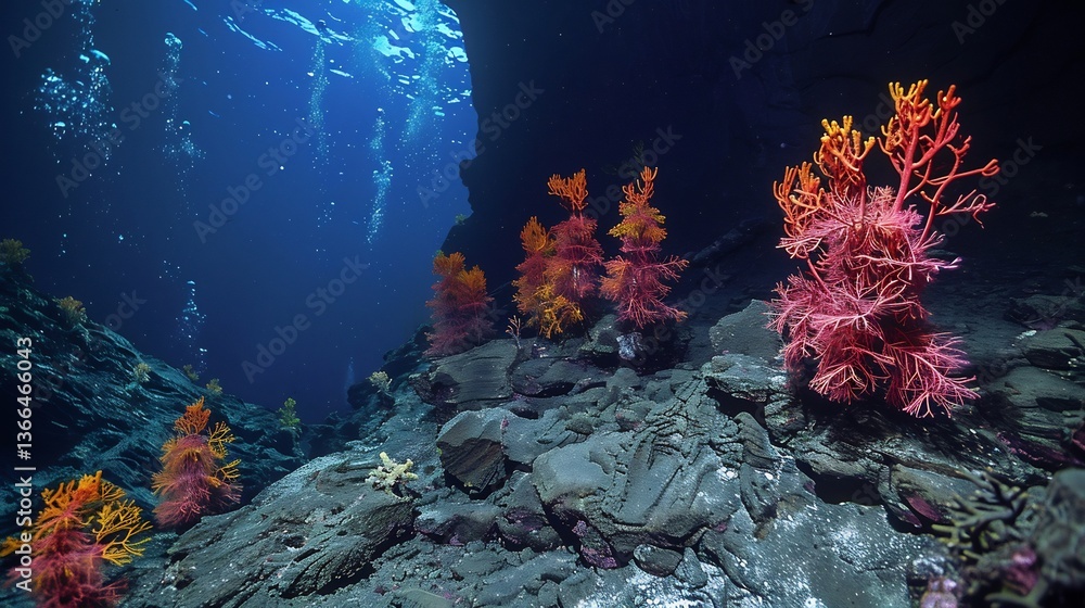 Deep Sea Hydrothermal Vent Gardens Life Without Sunlight Illustrate ...