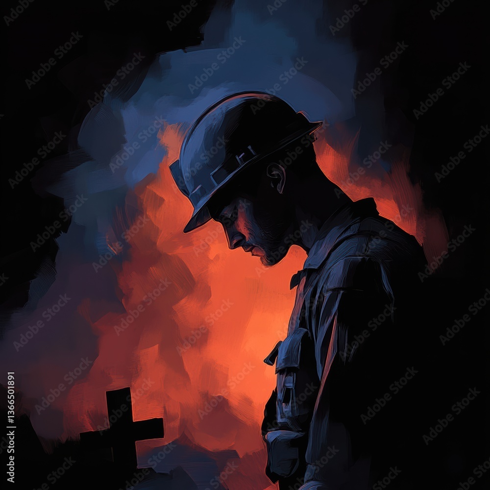 Fallen Soldier Memorial Captured in a Powerful Tribute Against Fiery ...