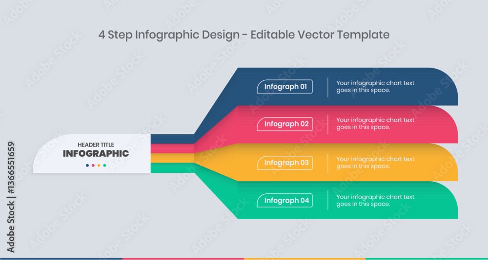 4 Steps Infographics Design Template, Graph, Pie chart, workflow layout ...