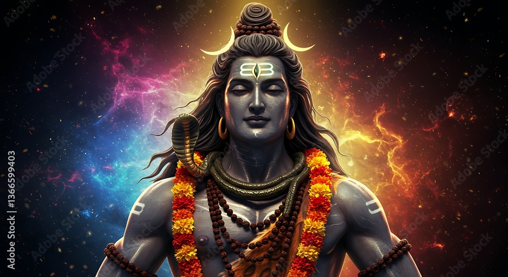 Photo Stock Divine Lord Shiva Digital Artwork .Shiva God of Destruction ...