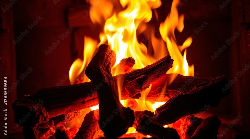 High-Resolution Stock Photo of a Crackling Fireplace with Glowing ...